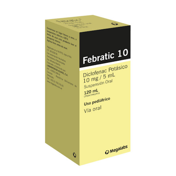 Febratic Diclofenac Potásico Jarabe Pediátrico 10 mg/5ml 120 ml Megalabs - Farmadon - La ...