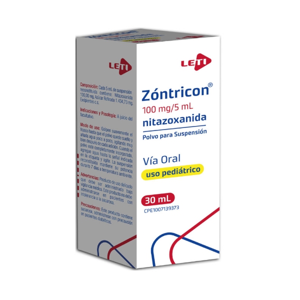 Zontricon Nitazoxanida Suspensión En Polvo 100mg/5ml x 30ml - Leti ...