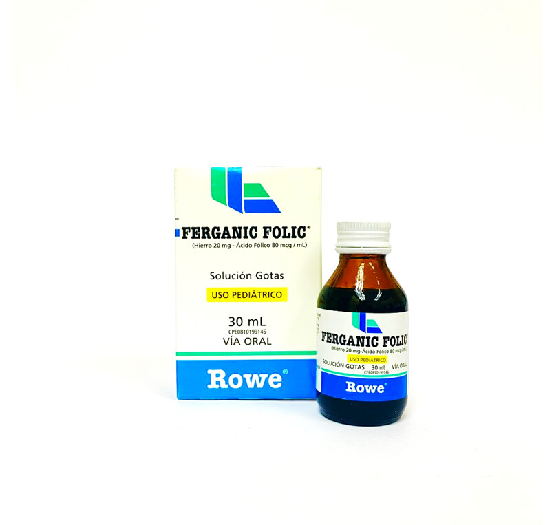 Ferganic Folic Ácido Fólico+Hierro Gotas Pediátrico 20ml/ml 30ml Rowe ...