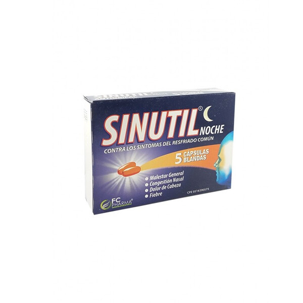 Sinutil Noche Acetaminofén+Clorfenamina 5 Cápsulas Blandas FC Pharma ...