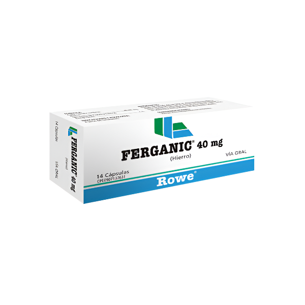 Ferganic Hierro 40mg x 14 Cápsulas - Rowe - Farmadon - La Farmacia de ...