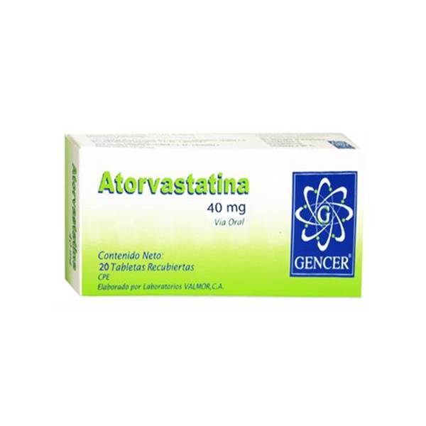 Atorvastatina 40mg x 20 Tabletas - Gencer - Farmadon - La Farmacia de la Esquina
