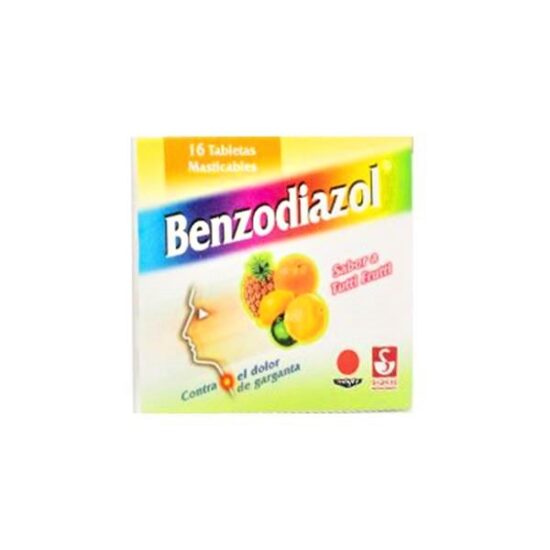 Benzodiazol Tutti Frut Decualinio+Lidocaína x 16 Tabletas Masticables ...