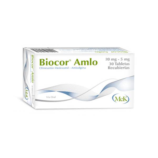Biocor Amlo Olmesartán+Amlodipina 20mg/5mg x 30 Tabletas - Mck ...