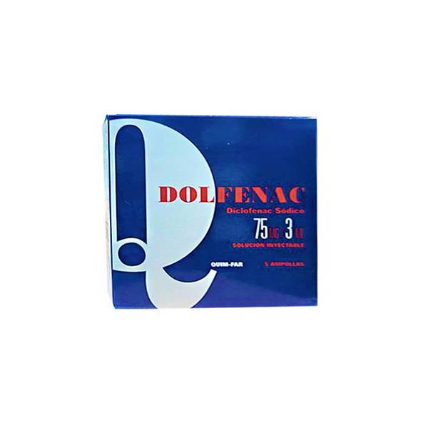 Dolfenac Diclofenac Sódico Ampolla 75mg/3ml I.M/IV Quim-Far - Farmadon ...