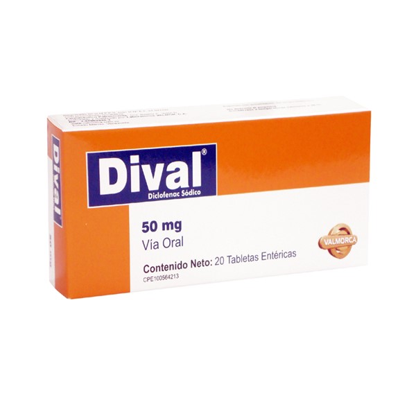 Dival Diclofenac Sódico 50mg x 20 Tabletas - Valmorca - Farmadon - La ...