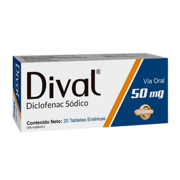 Dival Diclofenac Sódico 50mg x 20 Tabletas - Valmorca - Farmadon - La ...