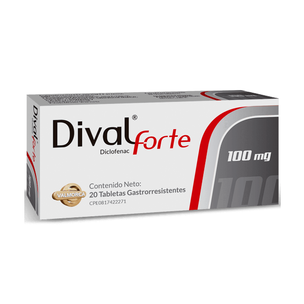 Dival Forte Diclofenac Sódico 100mg x 20 Tabletas - Valmorca - Farmadon ...
