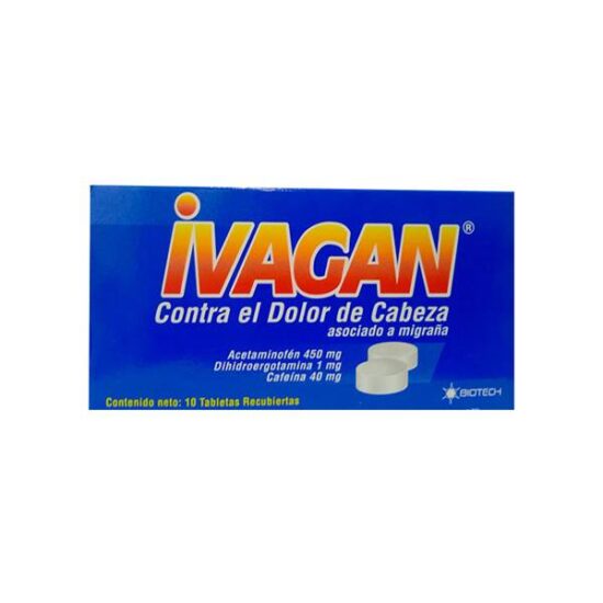 Ivagan Acetaminofén+Cafeína+Dihidroergotamina 10 Tabletas - Biotech ...