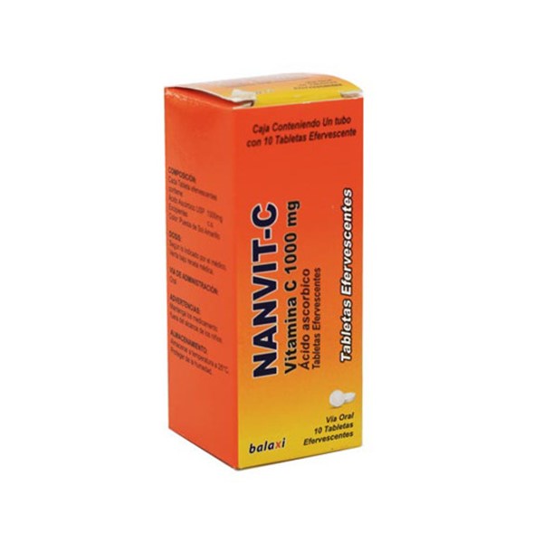 Nanvit-C Vitamina C 1000mg x 10 Tabletas Efervescentes - Balaxi ...