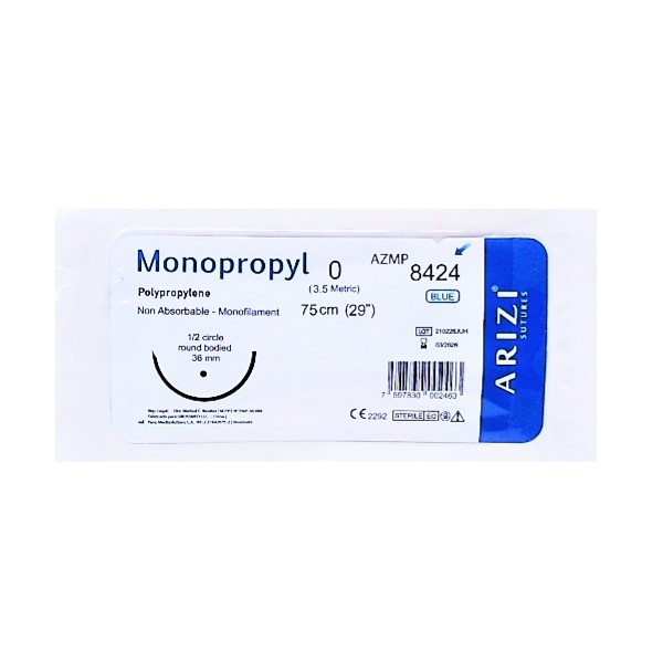 Sutura Prolene 0 Aguja Curva Cortante No Absorbible 36MM R-8424 Arizi ...