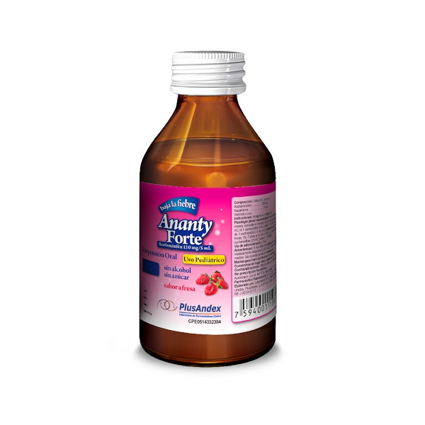 Ananty Forte Acetaminofén Jarabe Pediátrico 120Mg/5Ml X 120Ml PlusAndex ...