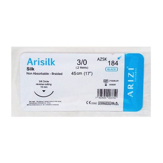 Sutura Seda Silk 3-0 Aguja Curva Cortante No Absorbible Arizi ...