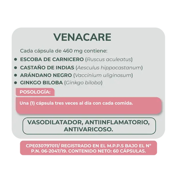 Venacare 460Mg X 30 Cápsulas Herbaplant - Farmadon - La Farmacia de la ...