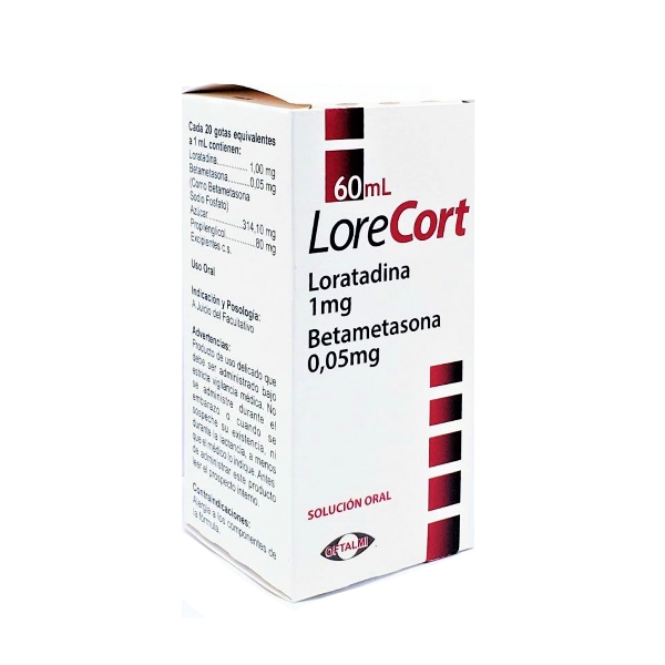 Lorecort Loratadina+Betametasona Jarabe 1Mg-0.05Mg/Ml X 60Ml. Oftalmi ...