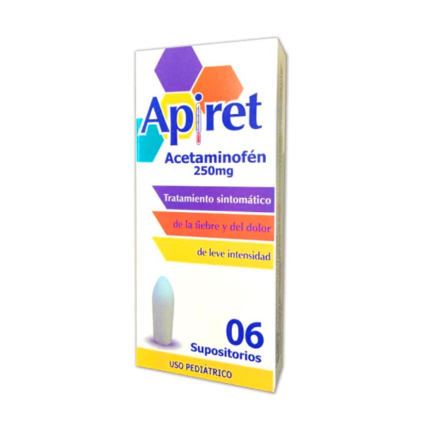 Apiret Acetaminofén Pediátrico 250Mg X 6Supositorios Oftalmi - Farmadon ...