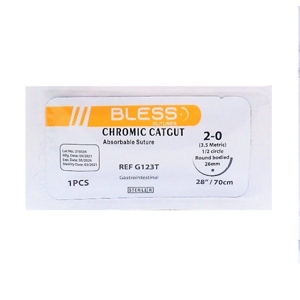 Sutura Cromico Catgut 2-0 Aguja Curva 26Mm No Cortante/Absorbible Bless ...