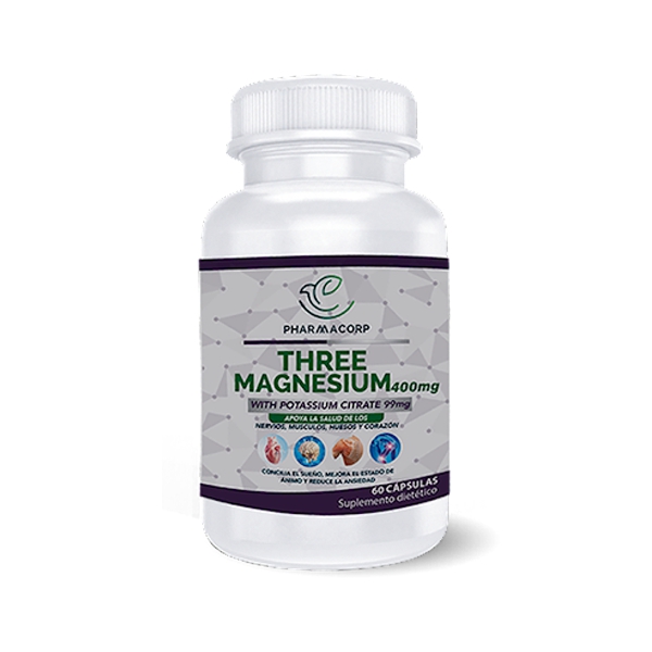 Three Magnesio Citrato de Magnesio 400Mg X 60 Cápsulas Pharmacorp - Farmadon - La Farmacia de la ...