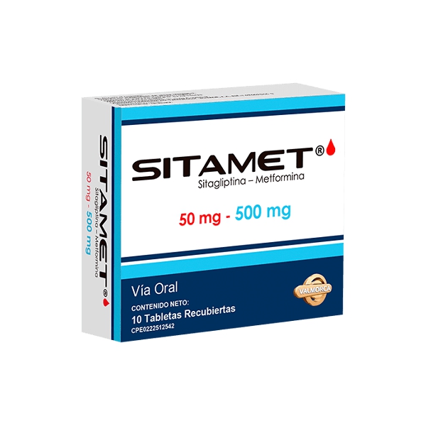 Sitamet Sitagliptina Metformina 50mg 850mg X 30 Tabletas Valmorca
