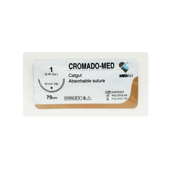 Sutura Cromico Catgut 1 Aguja Curva No Cortante Absorbible 70Cm Medaid ...