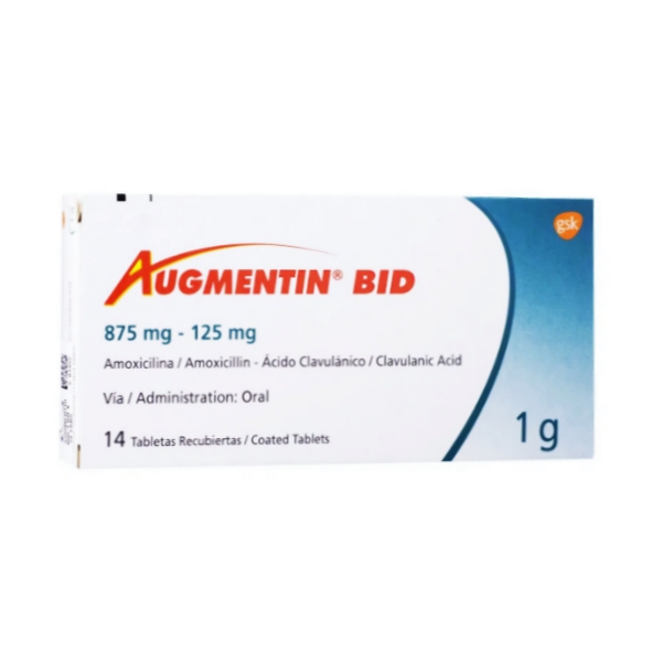 Augmentin Amoxicilina + Ácido Clavulánico 875Mg/125Mg X 14 Tabletas Gsk ...
