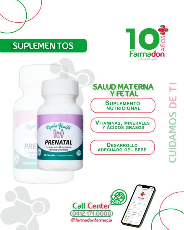 Prenatal X 60 Cápsulas Rapha Health - Farmadon - La Farmacia de la Esquina