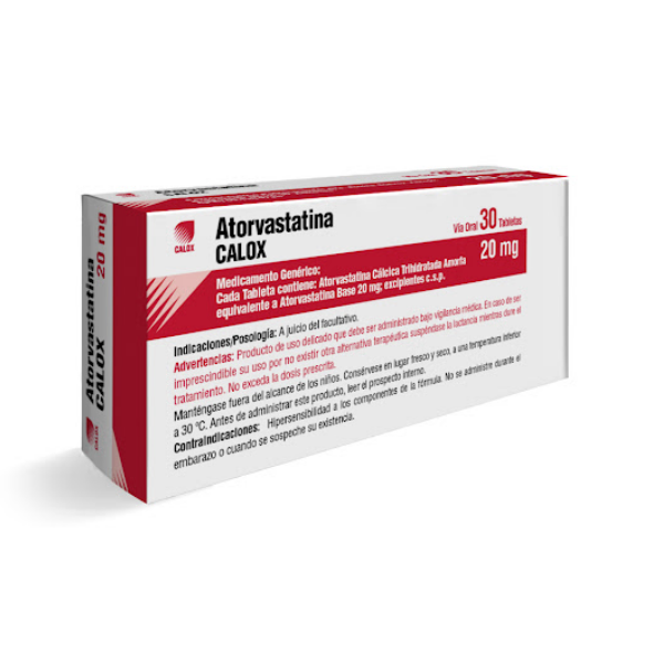 Atorvastatina 20Mg X 30 Tabletas Calox - Farmadon - La Farmacia de la Esquina