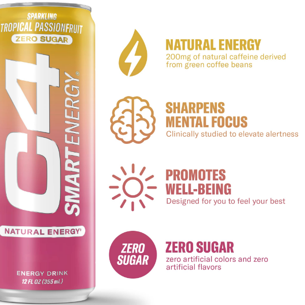C4 Smart Energy Drink Tropical Passionfruit Sin Azúcar 355Ml - Farmadon ...