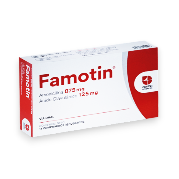 Famotin 875Mg/125Mg Amoxicilina+ Ácido Clavulánico X14 Tabletas Cofasa ...